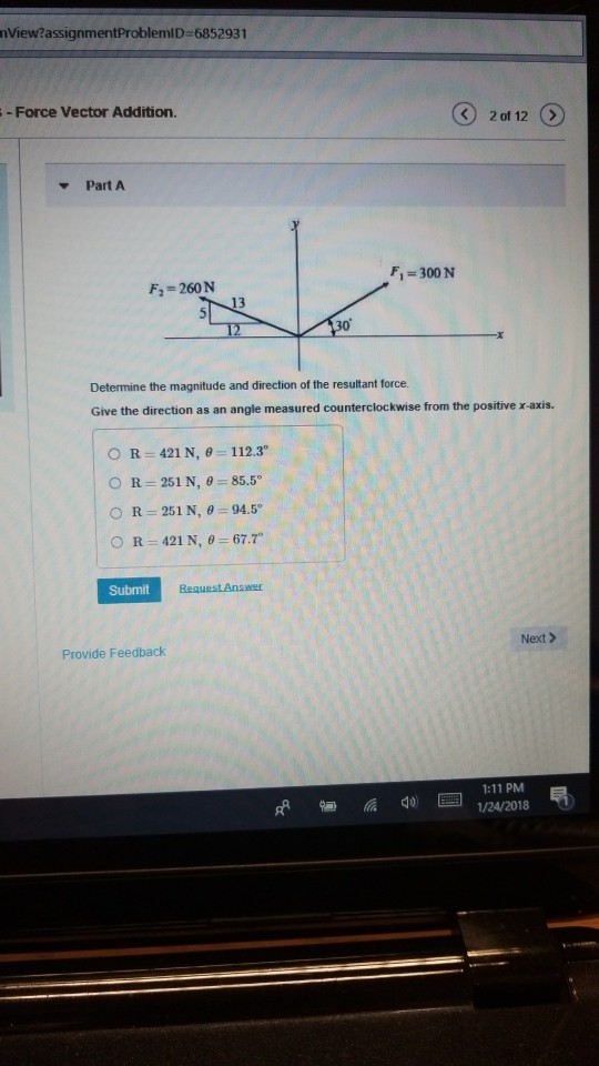 Solved nView?assignmentProblemiD-6852931 Force Vector | Chegg.com