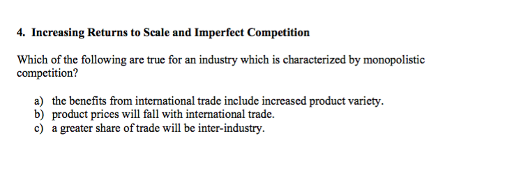 Solved Increasing Returns to Scale and Imperfect Competition | Chegg.com