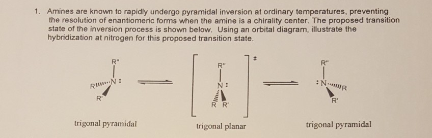 Solved 1. Amines are known to rapidly undergo pyramidal | Chegg.com