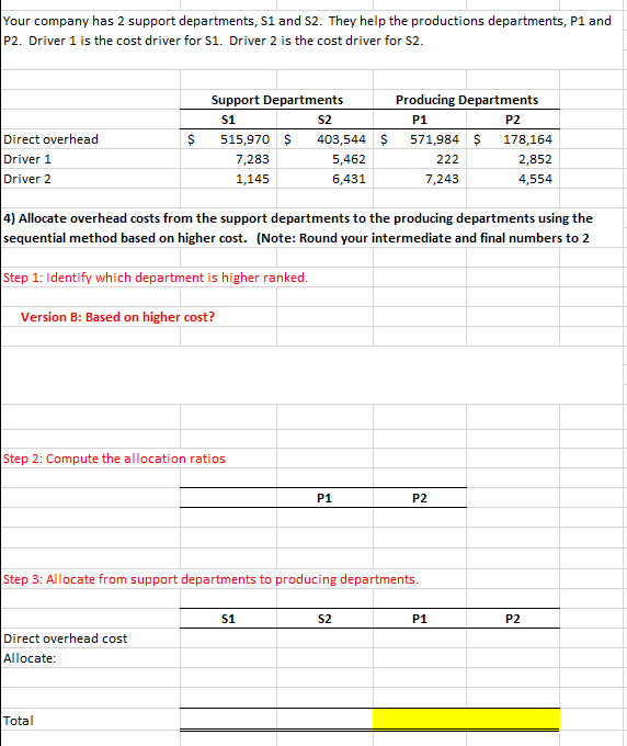 Solved Your company has 2 support departments, S1 and S2. | Chegg.com