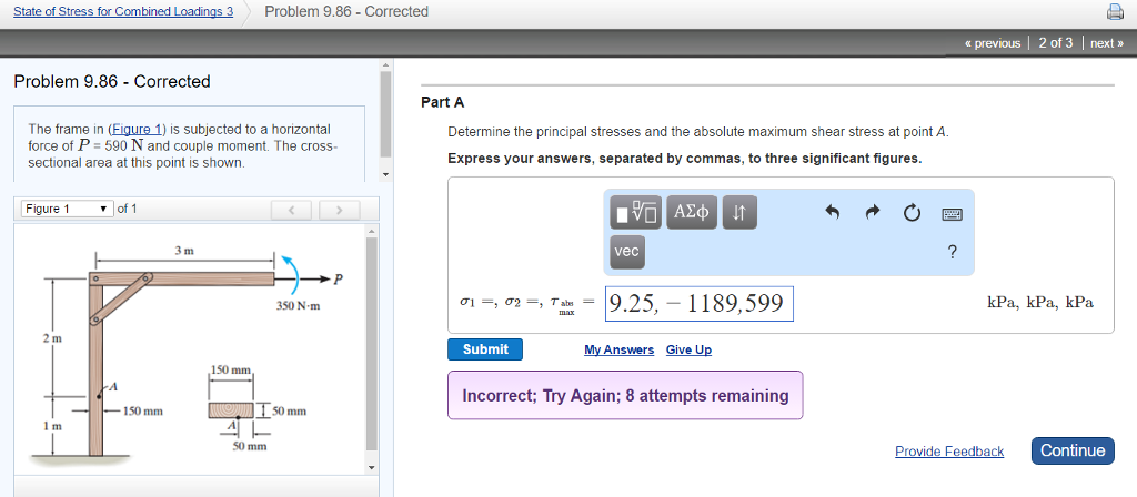 Solved The frame in is subjected to a horizontal force of P | Chegg.com