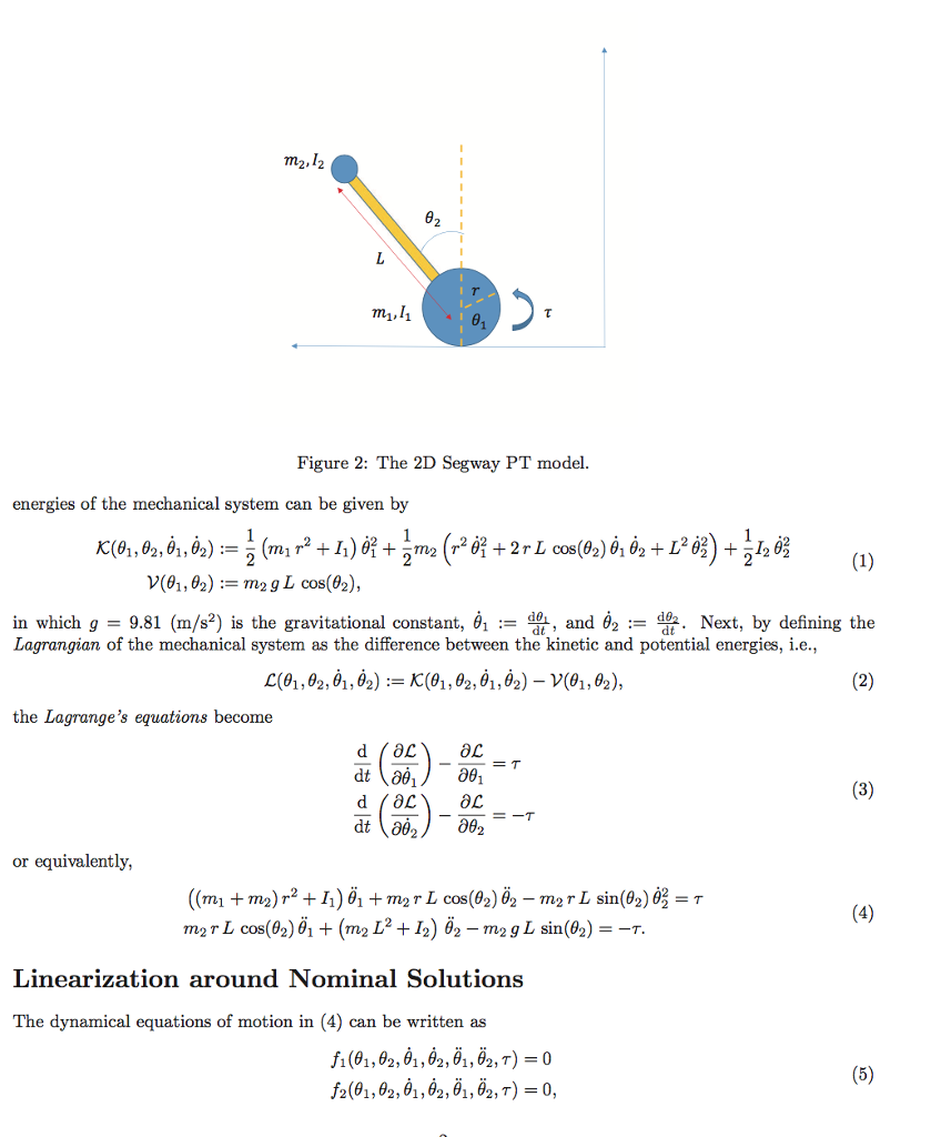 Consider the simplified model of the 2D Segway system | Chegg.com