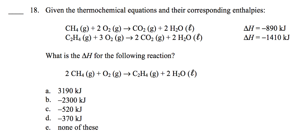 Thermochemistry Equations