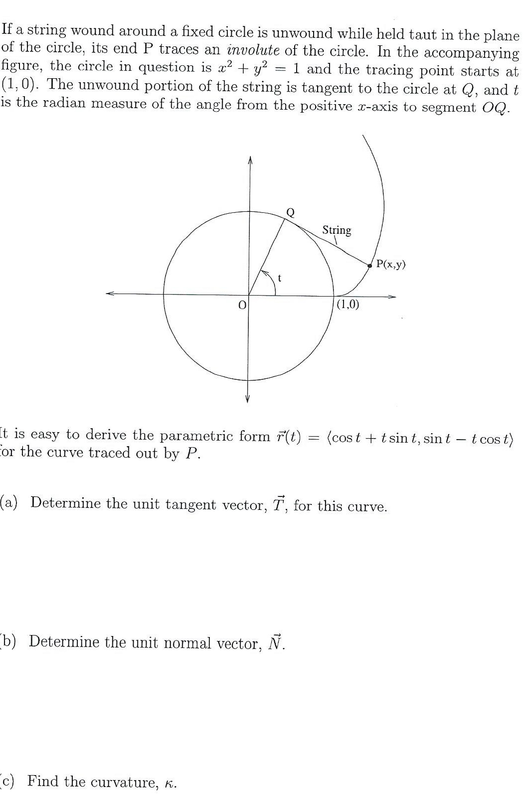 Solved If a string wound around a fixed circle is unwound | Chegg.com