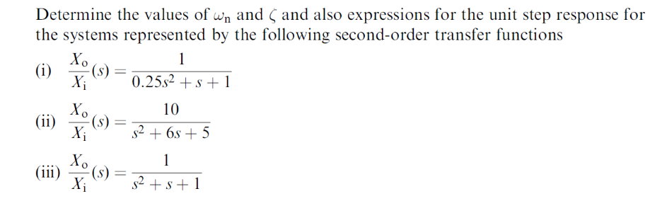 Solved Determine the values of wn and and also expressions | Chegg.com