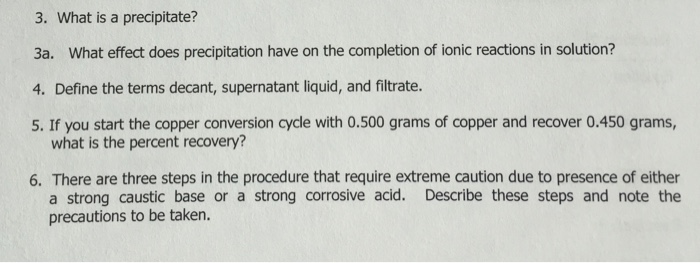 Solved What is a precipitate? What effect does | Chegg.com