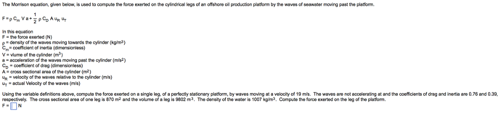 Solved The Morrison equation, given below, is used to | Chegg.com
