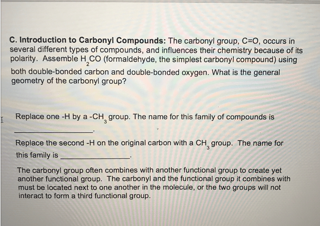 Solved C. Introduction to Carbonyl Compounds: The carbonyl | Chegg.com