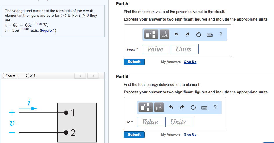 Solved The voltage and current at the terminals of the | Chegg.com