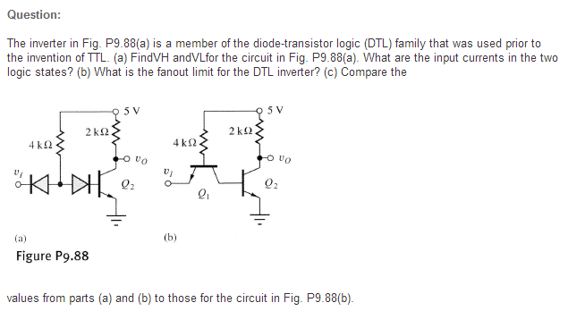 Solved TTL circuit: Find Vh, Vl, the input currents, and the | Chegg.com