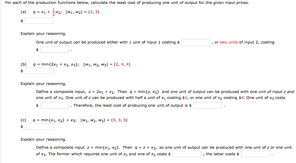 Solved For each of the production functions below, calculate | Chegg.com