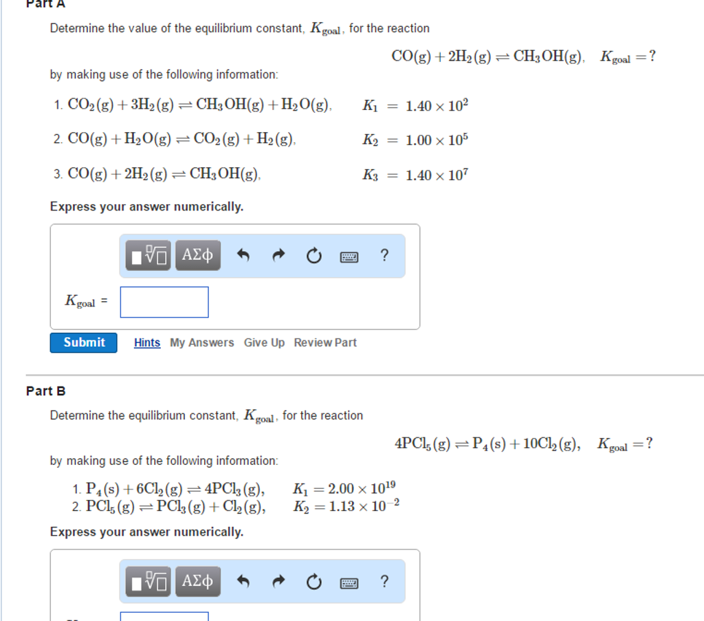 Solved Determine the value of the equilibrium constant | Chegg.com