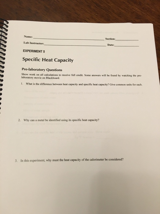 Solved Name: Lab Instruetor: EXPERIMENT 5 Section: Date: | Chegg.com