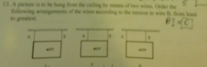 Solved A picture is to be hung from the ceiling by means of | Chegg.com