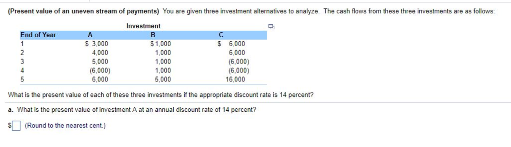Solved You are given three investment alternatives to | Chegg.com