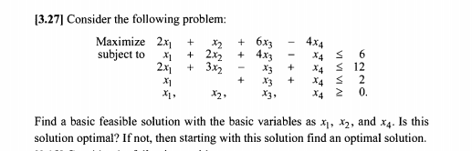 Solved Find a basic feasible solution with the basic | Chegg.com