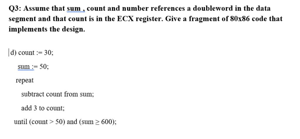 Solved Q3: Assume that sum , count and number references a | Chegg.com