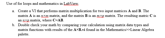 Solved Use of for loops and mathematics in LabView Create a | Chegg.com