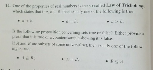 Solved 14. One of the properties of real numbers is the | Chegg.com