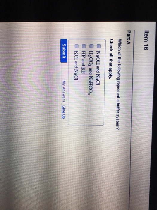 Solved Which of the following represent a buffer system? | Chegg.com