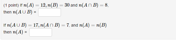 Solved If n (A) = 12, n(B) = 30 and n(A intersection B) = 8, | Chegg.com