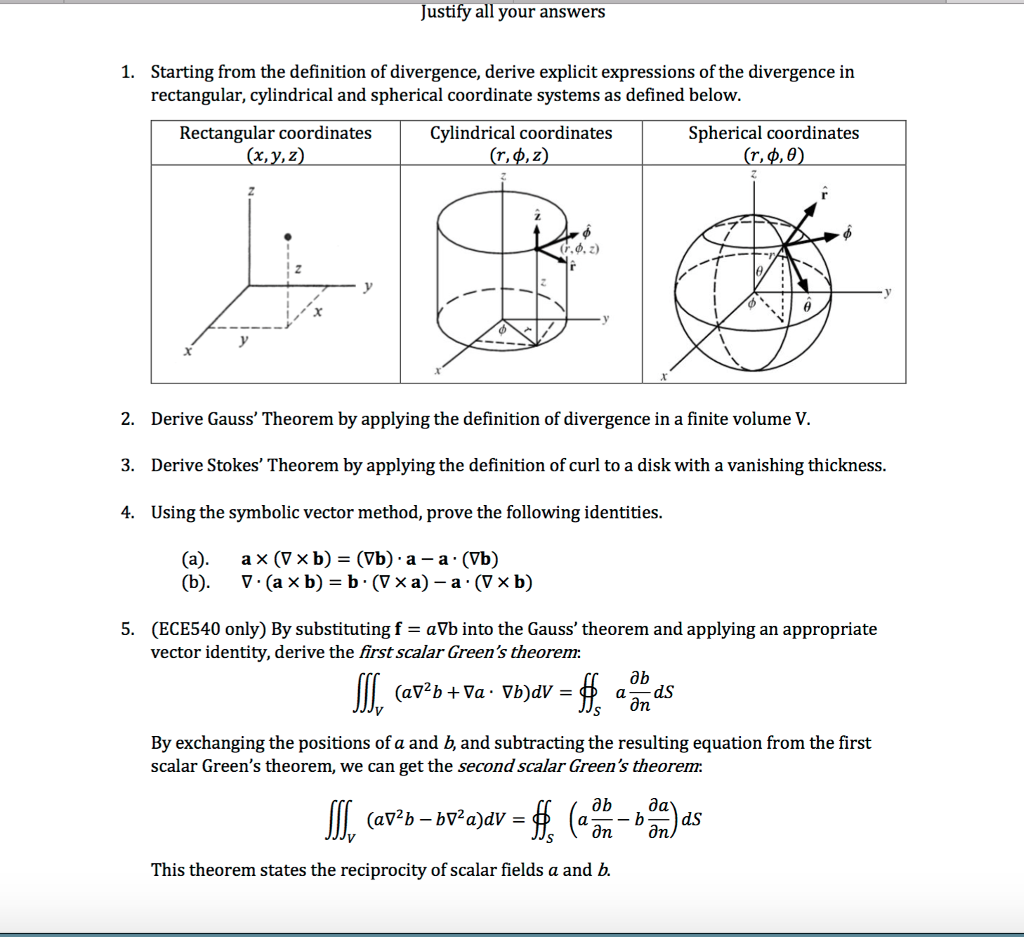 Solved Starting from the definition of divergence, derive | Chegg.com