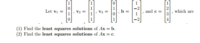 Solved (1) Find the least squares solutions of Ax =b. (2) | Chegg.com