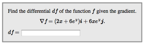 Solved Find the differential df of the function f given the | Chegg.com