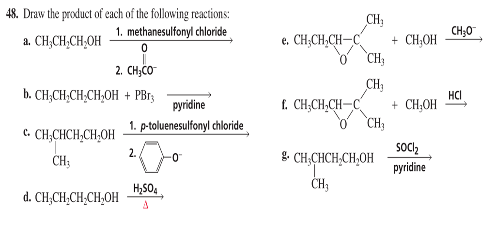 Solved Draw the product of each of the following reactions: | Chegg.com