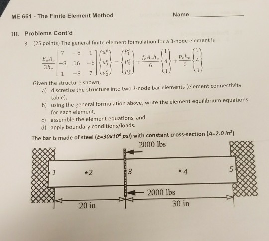 The general finite element formulation for a 3-node | Chegg.com