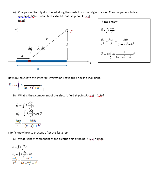 Solved A rod of length ℓ has a total charge Q uniformly | Chegg.com