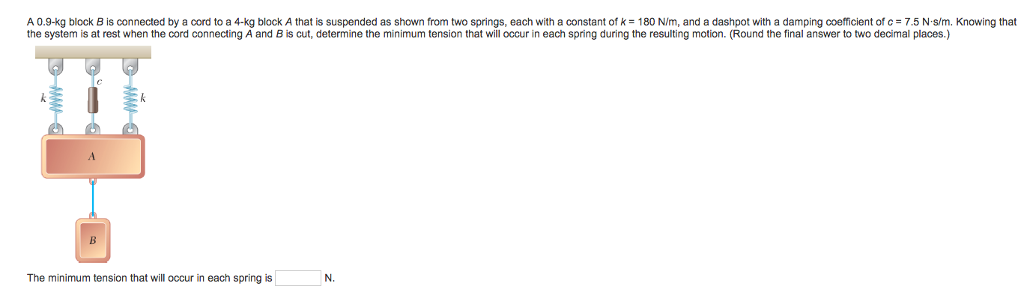 Solved A 0.9-kg block B is connected by a cord to a 4-kg | Chegg.com