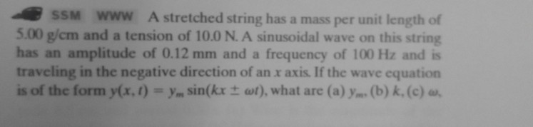 Solved SSM www A stretched string has a mass per unit length | Chegg.com