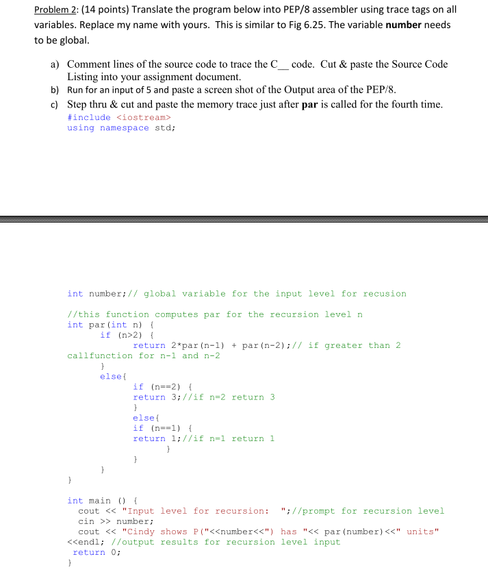 Translate the program below into PEP/8 assembler | Chegg.com
