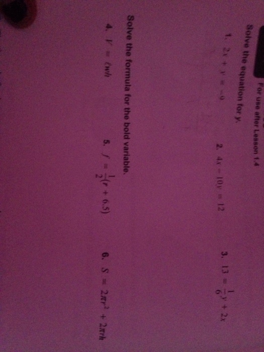 Solved Solve the formula for the bold variable F = h f = | Chegg.com