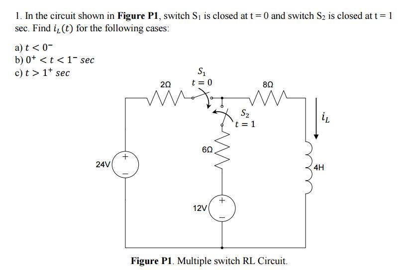 Solved In the circuit shown in Figure PI, switch S_1 is | Chegg.com