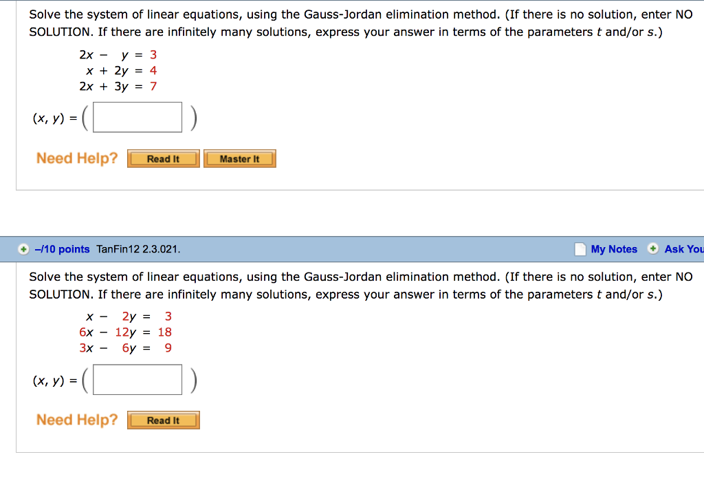 Solved Solve The System Of Linear Equations Using The