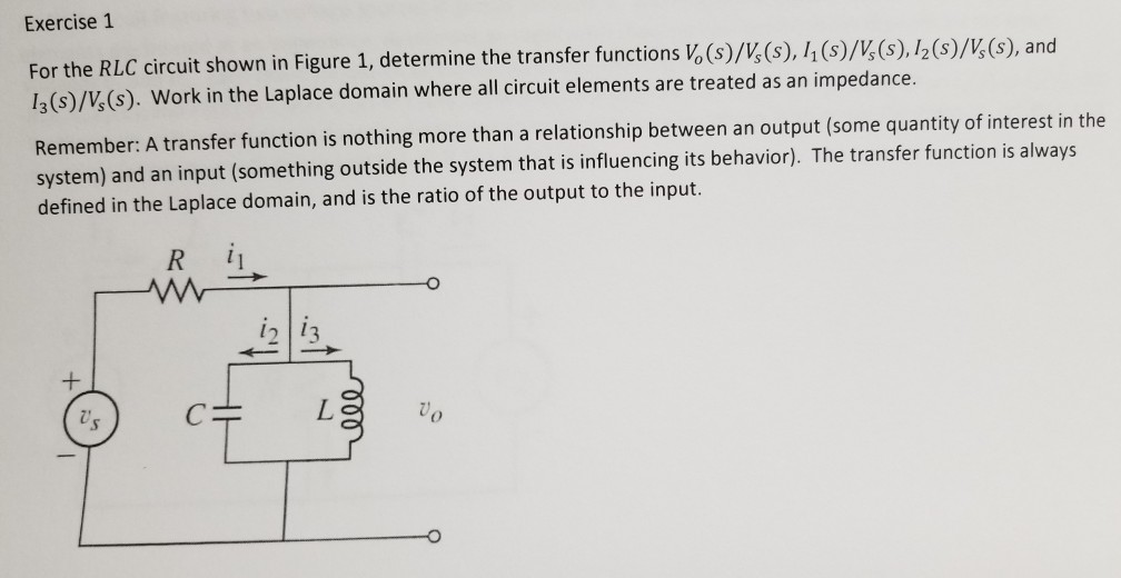 Solved Exercise 1 hown in Figure 1, determine the transfer | Chegg.com