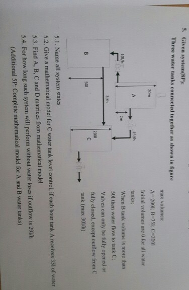 Solved S. Given system(8P) Three water tanks connected | Chegg.com