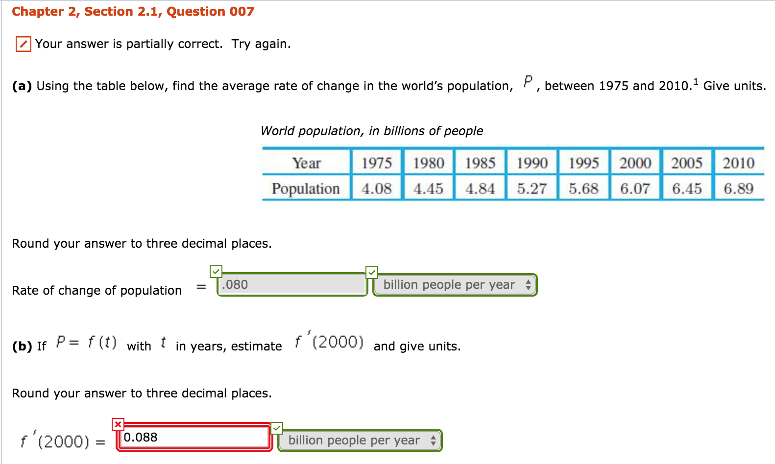 Solved Using the table below, find the average rate of | Chegg.com
