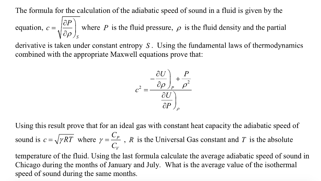 Solved The formula for the calculation of the adiabatic | Chegg.com