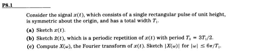 Solved P8.1 Consider the signal x(t), which consists of a | Chegg.com
