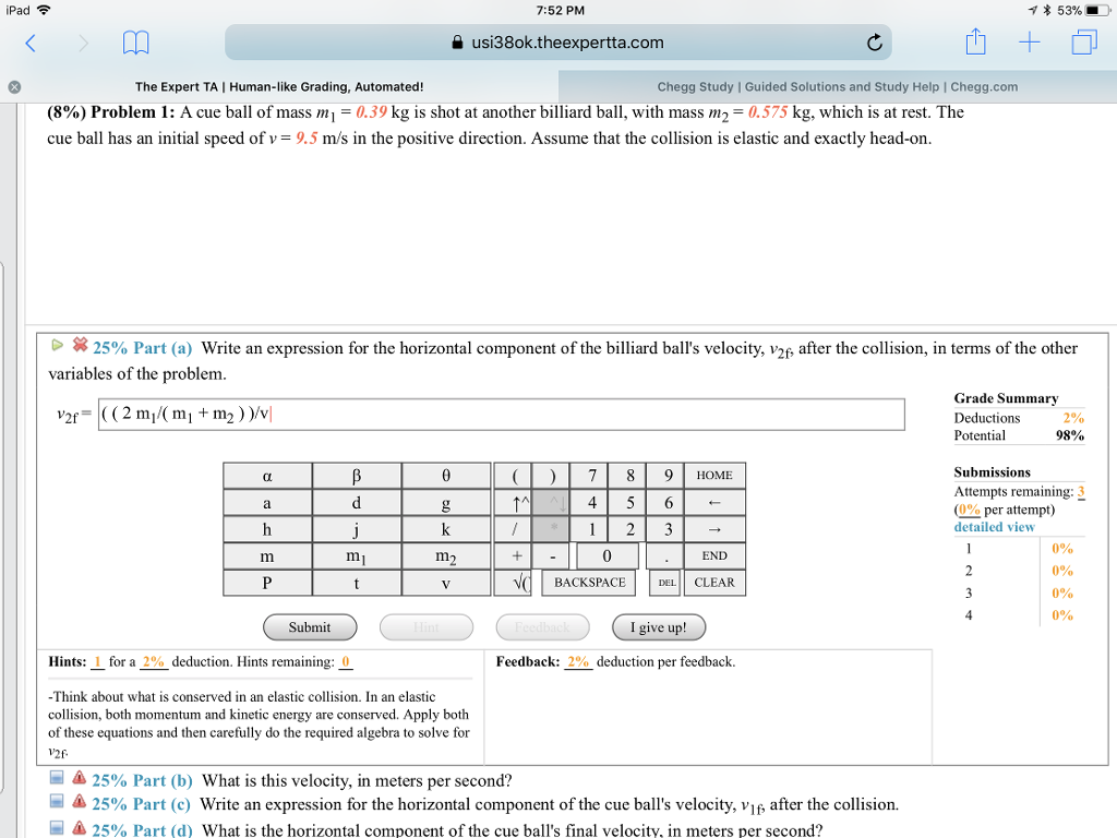 Solved iPad? 7:52 PM * 53% a usi38ok.theexpertta.com The | Chegg.com
