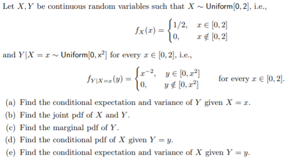 Solved Let X, Y be continuous random variables such that | Chegg.com