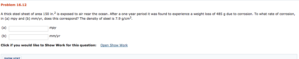 Solved Problem 16.12 A thick steel sheet of area 150 in.2 is | Chegg.com