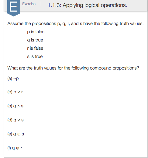 Solved Assume the propositions p, q, r, and s have the | Chegg.com