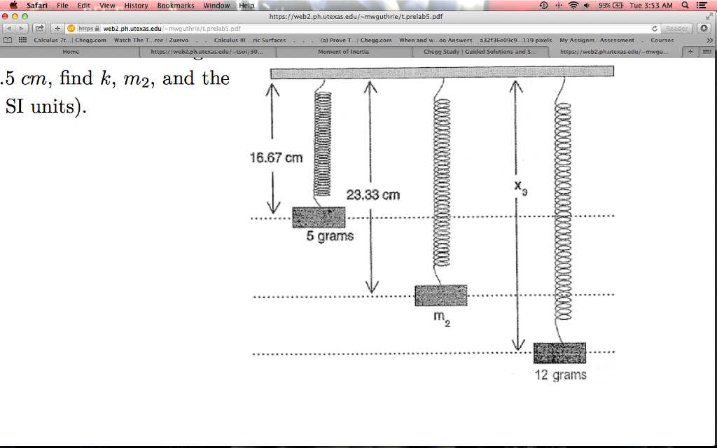 Solved A spring is loaded with three different weights with | Chegg.com