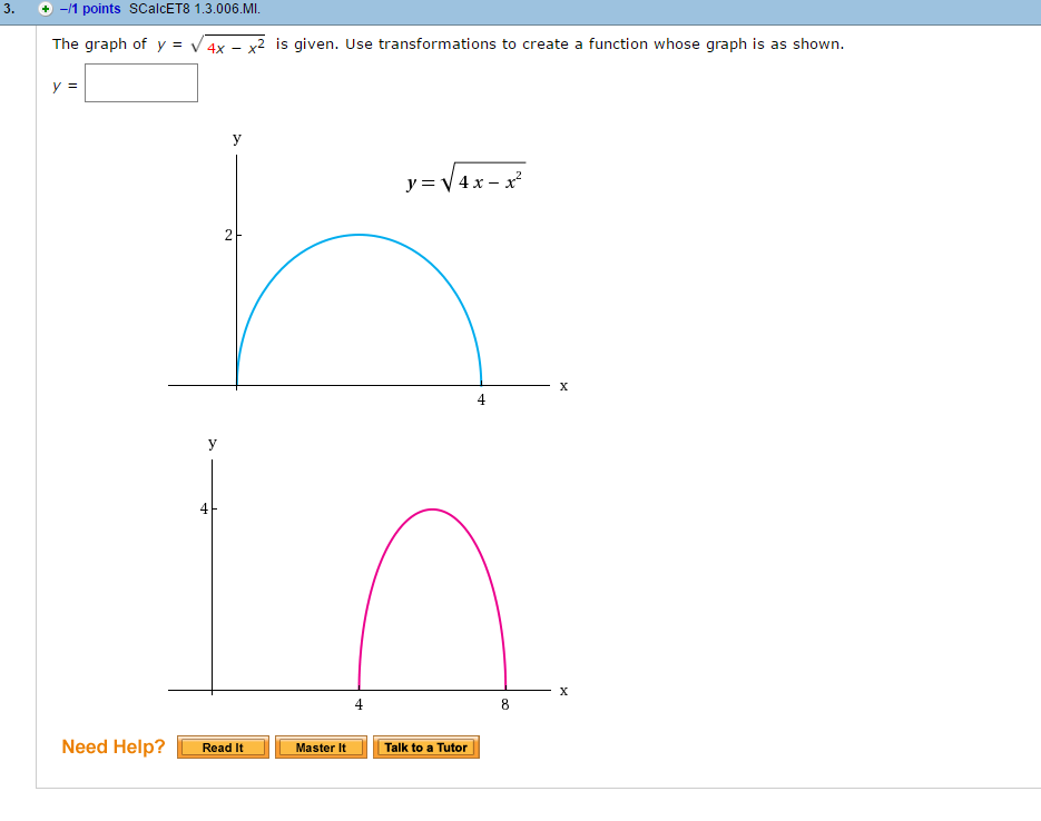 Solved The graph of y = Squareroot 4x - x^2 given. Use | Chegg.com