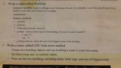 Solved Write a class called Building . Instance variables: | Chegg.com