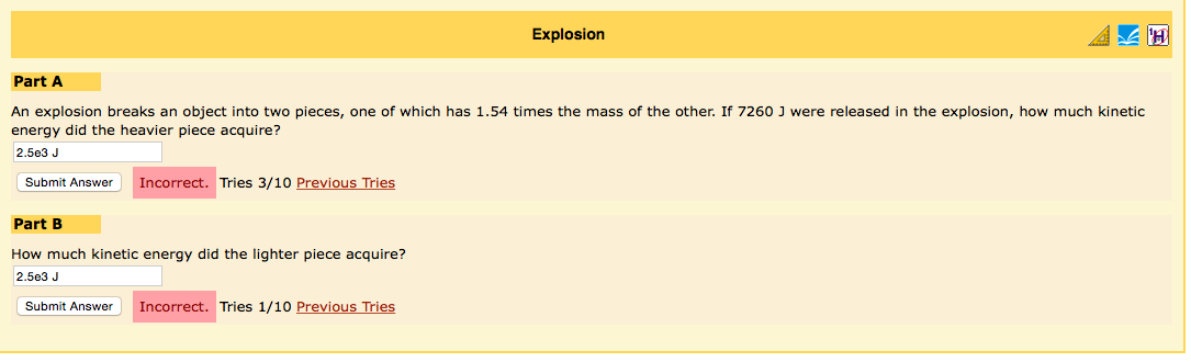 Solved An explosion breaks an object into two pieces, one of | Chegg.com